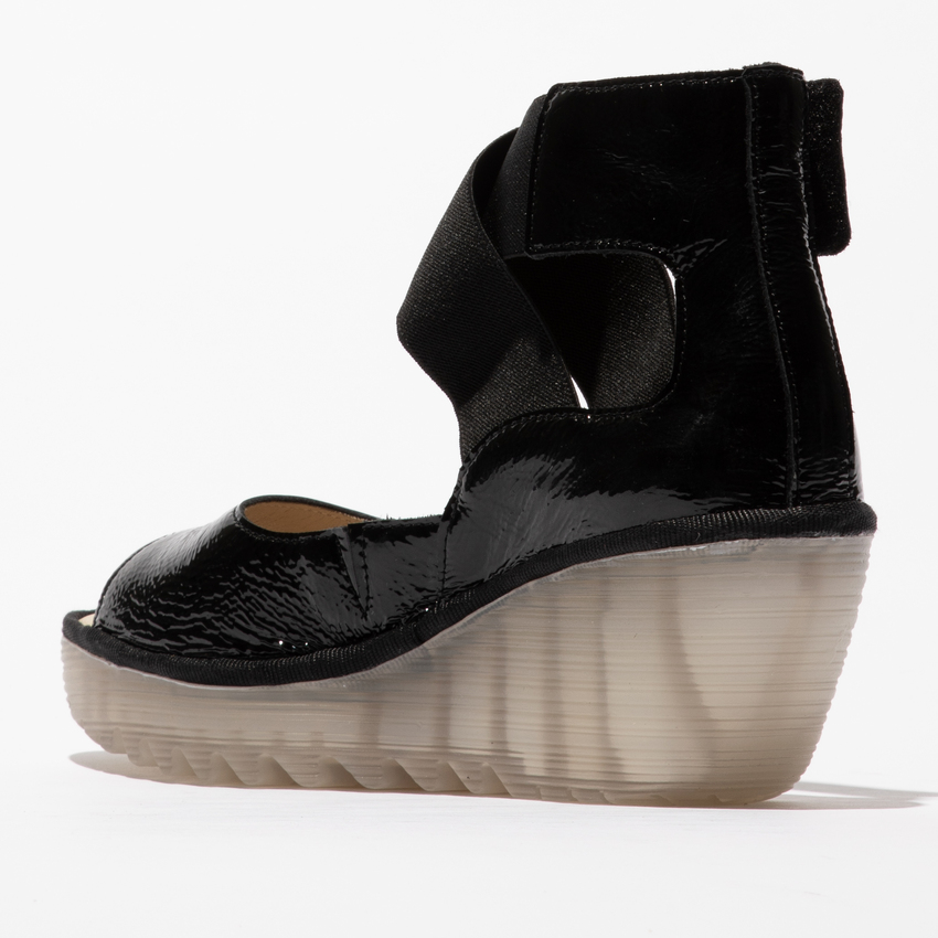 Fly London Women's YEFI473FLY Hook & Loop Elastic Ankle Strap Wedge ...
